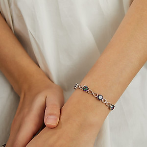 VOLUKA 18K White Gold Plated Infinity Rainbow Mystic Quartz Adjustable Bracelets for Women Jewelry Gift