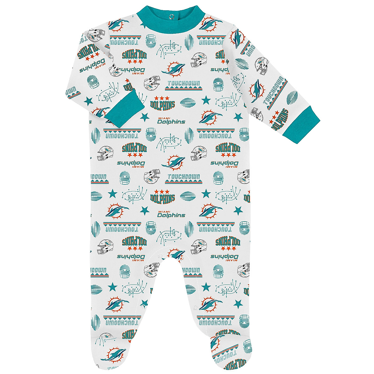 NFL Baby Boys' 3-pack Bodysuit, Sleep 'n Play, & Cap Set, Miami Dolphins, 3-6 Months