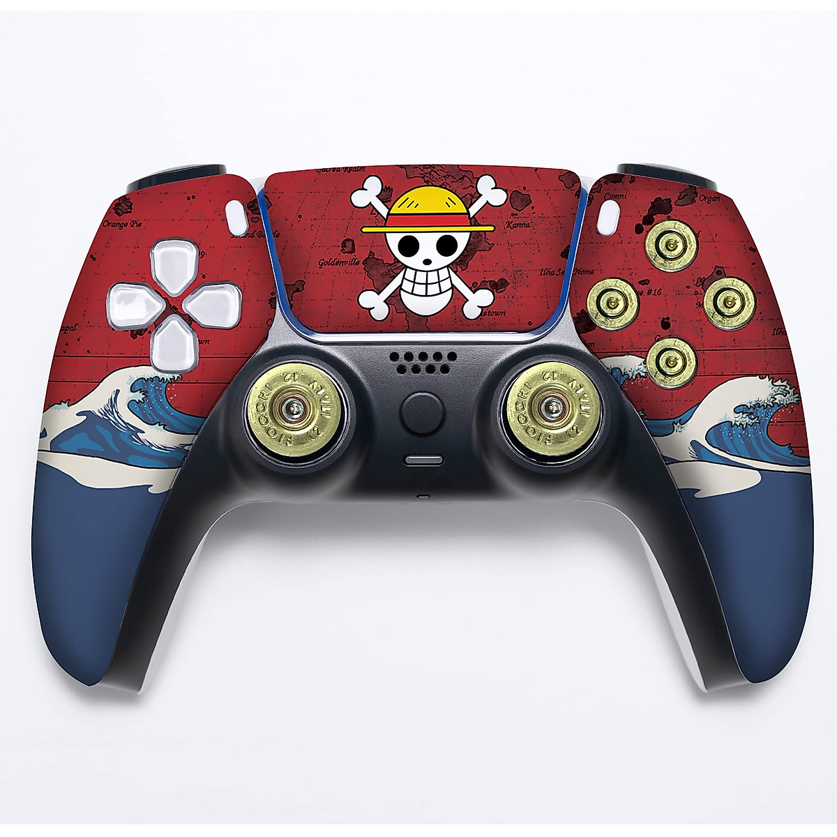 One Peice Bullet Custom PS-5 Controller Wireless compatible with Play-Station 5 Console by BCB Controllers | Proudly Customized in USA with Permanent HYDRO-DIP Printing (NOT JUST A SKIN)