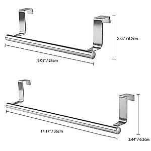 Stainless Steel Kitchen Towel Holder, Cupboard Door Towel Rack Bar Holders for Kitchen Cabinet Towel Rag Rack Over Door Towel Bar Hanger, Silver (9 inch)