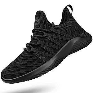 Feethit Womens Slip On Running Shoes Non Slip Walking Shoes Lightweight Gym Workout Shoes Breathable Fashion Sneakers All Black Size 7.5