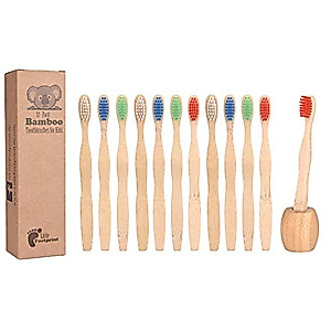 Kids Bamboo Toothbrushes - 12 Pack |BPA Free Soft Bristles Toothbrushes | Eco-Friendly, Natural Bamboo Toothbrush Set | Biodegradable, Compostable, Wooden Eco Friendly by Little Footprint