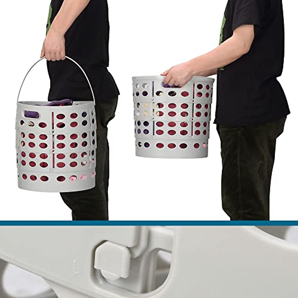 Laundry Basket Collapsible Baby toys Organizer, Foldable Storage Bin, Compact Toy Bins, Baskets for Dirty Clothes, Space Saver for Small Rooms, (1 count) Grey