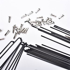 Kerjio Bicycle 14g Spokes Road Spokes with Nipples Black Bicycle Spokes 258MM