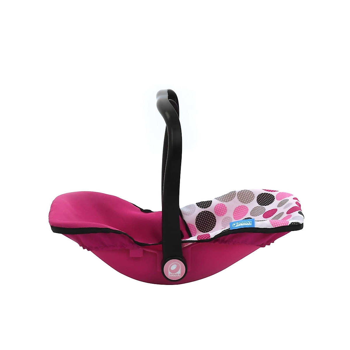 Hauck Pink Dot Doll Car Seat is a Plastic Shell with Fabric and Includes Harness Belt to Keep The Baby Doll Secure and can be Converted into a Feeding Chair, Multi