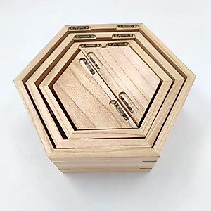 CYYZB Hexagon Floating Shelves,Set of 5 Honeycomb Shelves for Wall,Rustic Brown Wood Farmhouse Storage Home Decor Shelf,Wall Mounted Wooden Hexagonal Shelves for Bedroom Living Room