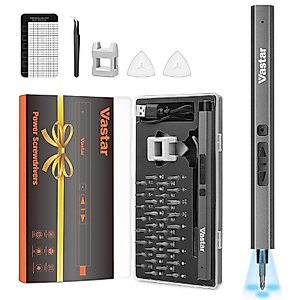 Vastar Mini Electric Screwdriver, 42 in 1 Cordless Precision Screwdriver Set with 34 Magnetic Precision Bits, Rechargeable Portable Repair Tool Kit with LED Lights for Phones Laptops Glasses Camera
