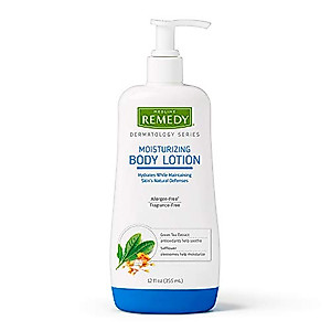 Medline Remedy Dermatology Series Moisturizing Body Lotion, Allergen and Fragrance-Free, Unscented, 12-oz Bottle