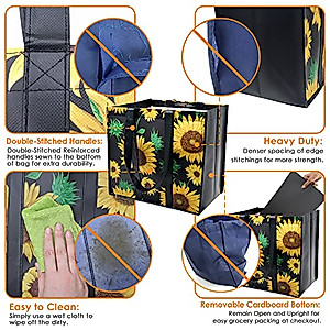 BeeGreen Flowers Extra Large Tote Bag Reusable Bags 12 Pack with Reinforced Handles And Removable Bottom Foldable Bulk for Christmas Kitchen Groceries Heavy Duty Shopping Bags Reusable Produce Bags