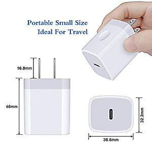 USB C Wall Charger Block 20W for iPhone 14/14 Pro/14 Pro Max/13 12 11 SE XS XR X 8 Plus, iPad Pro, Google Pixel 6a/5/4, Samsung, 2Pack PD Power Adapter Type C Fast Charging Block USB C Box Plug Brick