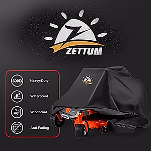 Zettum Zero Turn Mower Cover - Zero-Turn Lawn Mower Covers Waterproof & Heavy Duty, 600D Outdoor Universal Fit Mower Cover with Storage Bag for Greenworks, EGO, Craftsman, Husqvarna, Honda and More