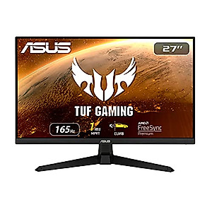 ASUS TUF Gaming 27" 1080P Gaming Monitor - Full HD, 165Hz (Supports 144Hz), 1ms, Extreme Low Motion Blur, FreeSync Premium, Shadow Boost, Eye Care, HDMI, DisplayPort, Tilt Adjustable - VG277Q1A,Black