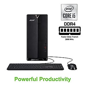 Acer Aspire TC-1660-UA92 Desktop | 10th Gen Intel Core i5-10400 6-Core Processor | 12GB 2666MHz DDR4 | 512GB NVMe M.2 SSD | 8X DVD | Intel Wireless Wi-Fi 6 | Bluetooth 5.2 | Windows 10 Home