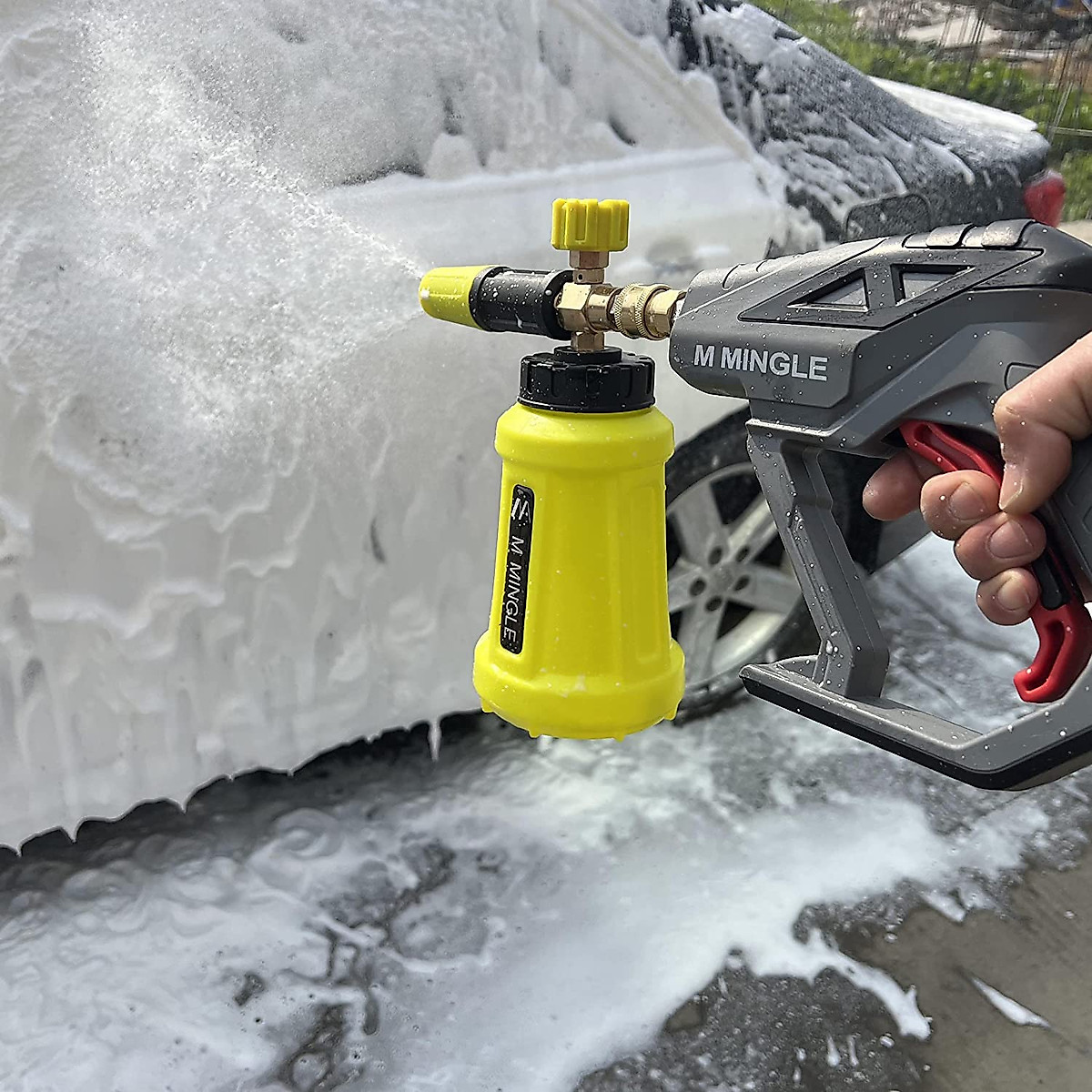 M MINGLE High Pressure Washer Gun Snow Foam Lance with Pressure Washer Hose