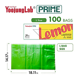 YoojungLab Prime, Food Storage Bags, 14.17" 18.11" 100bags, Keep Fresh Produce Bags, Food Saver Storage for Fruits, Vegetables, Flowers, BPA FREE, HDPE, Green Color, Plastic Bread Bags, Eco-Friendly