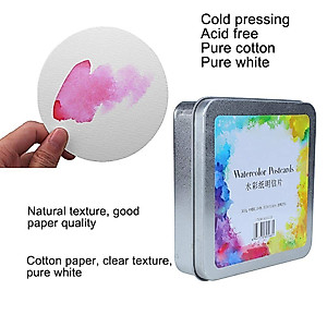 Gerioie Watercolor Paper, Art Paper Watercolor Paper Pad Watercolor Tool, Paper Craft Supplies Cold(Square tin Box 24/Sheet)