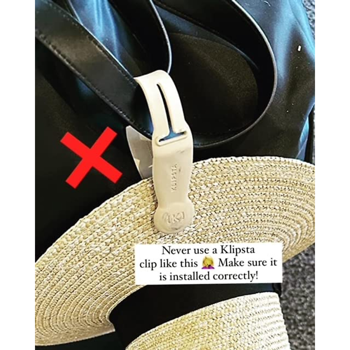 KLIPSTA Hat Clip - Magnetic Hat Holder for Traveling Bags, Backpacks, Purses, Totes and More, Hands Free Bag Accessory (Black)