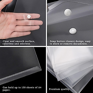 EOOUT 50pcs Plastic Envelopes with Button Snap Closure, Clear Plastic Poly Envelope, Folders for Documents, Waterproof Plastic File Folder, Letter Size, A4 Size, for School and Office Supplies