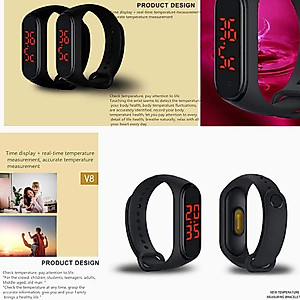 TRACER Bracelet Smart Wristband Watch Body Temperature Measuring Real-time Display Smartwatches,Waterproof - Black