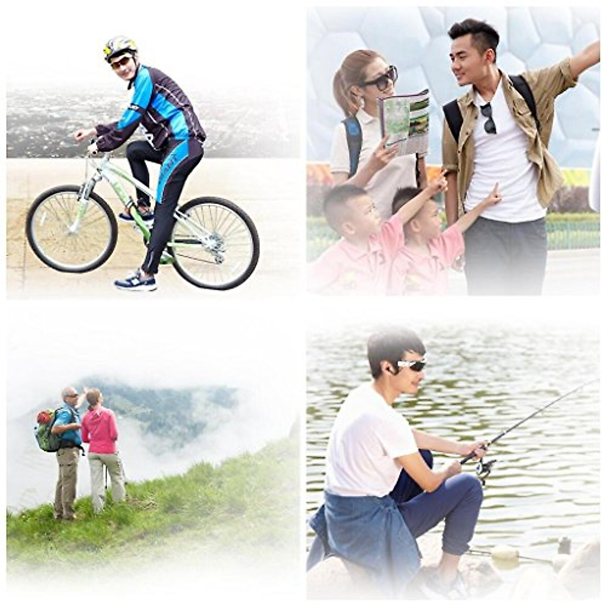 Elinka Wireless Music Bluetooth Sunglasses Headset Headphone with Stereo Handsfree for iPhone 5S 6 Plus, Samsung Galaxy S3 S4 S5, HTC, LG and All Smart Phones or PC Tablets+Replaceable 3 Pair Lens