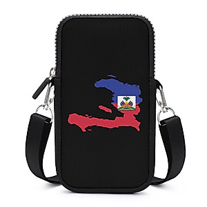 FunnyStar Haitian Flag Map Crossbody Phone Bag Shoulder Wallet Purse Cellphone Handbag with Adjustable Strap