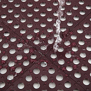 16Pack 11.8 x 11.8 Inch Interlocking Rubber Floor Tiles Non-Slip Shower Pool Deck Tiles for Flooring, Soft PVC Splicing Modular Cushion Mat Drainage Mats for Patio Garage Kitchen Bathroom (Brown)