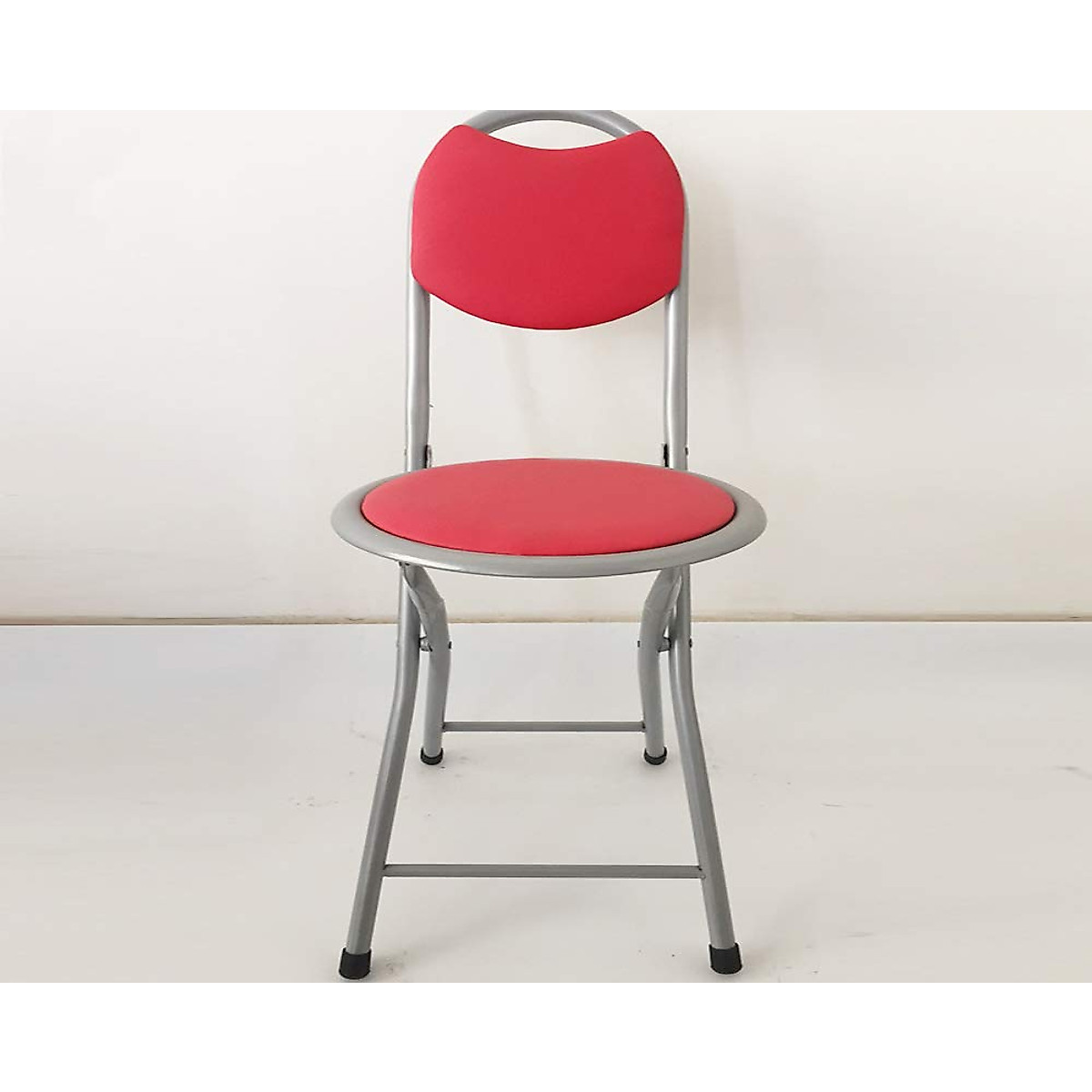 BSROZKI Portable Folding Stool for Women Men Folding 350lbs Cane Seat Chair Four-Foot Stable for Elders with PU Soft Back Support (1 Piece)