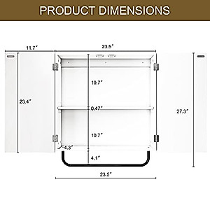 HLR Medicine Cabinet with Mirror, Wall Mounted with Removable Towels Bar and Side Hook, Mirror Cabinet for Bathroom, Living Room, Bedroom