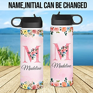 winorax Personalized Water Bottle Monogram Stainless Steel Insulated Water Bottles 32oz 18oz 12oz Customized Bottle For Women Girls Kids Teen Custom School Sports Items Gift