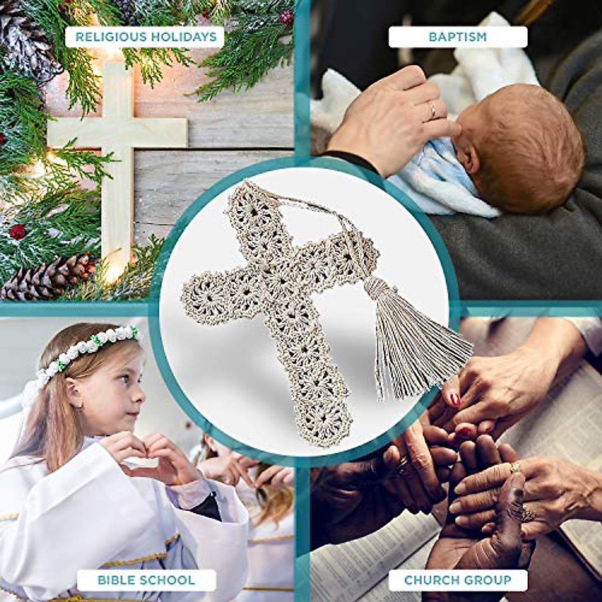 Crocheted Cross Bookmarks (Set of 12) Religious Church Gifts and Bible Study Supplies