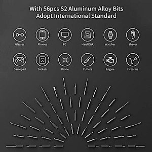 wowstick Mini Electric Screwdriver,3 LED Lights, Electric Screwdriver Cordless Rechargeable Set (62)