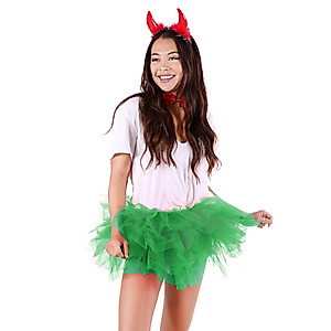 Simplicity Green Tutu Women's Dance Tutu Layered Organza Clubwear Mini Skirt Party Dress Green Tutu for Women, Sante Green