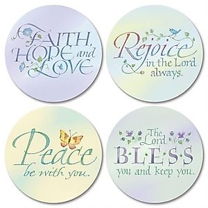 Expressions of Faith Envlelope Seals- Watercolor Flower Stickers, 4 Designs, Set of 144