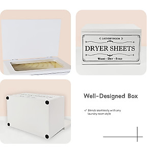 Deal Haul - Rustic Farmhouse Decor Dryer Sheet Holder With Hinged Lid - For Laundry Room Organization - Laundry Softener Dispenser - Home Laundry Room Décor - White