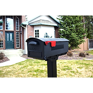 Gibraltar Mailboxes Patriot Large Capacity Rust-Proof Plastic Black, Post-Mount Mailbox, GMB515B01