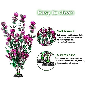 CousDUoBe 30Pcs Aquarium Plants, Fish Tank Accessories Artificial Aquatic Plants,Full Set of Fish Tank Decorations, Various Sizes