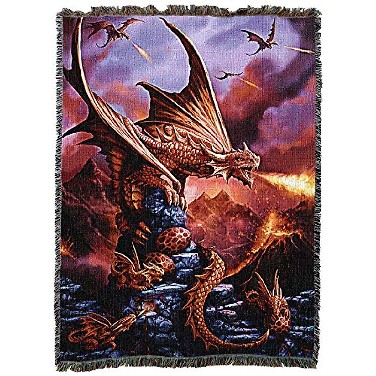 Pure Country Weavers Fire Dragon Blanket by Anne Stokes Age of Dragons Collection - Gift Fantasy Tapestry Throw Woven from Cotton - Made in The USA (72x54)
