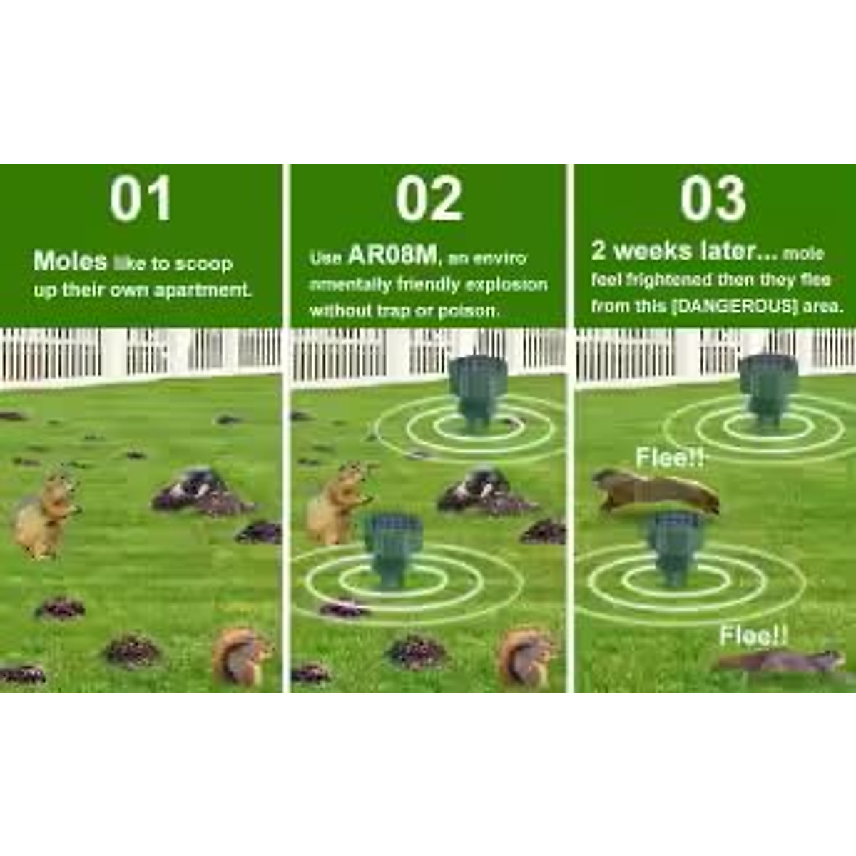 Ultrasonic Mole Repellent Outdoor 2024. Mole Repellent for Lawns, Garden, Yard. Mole and Vole Repellent Solar Powered, Waterproof, Gopher Repellent.