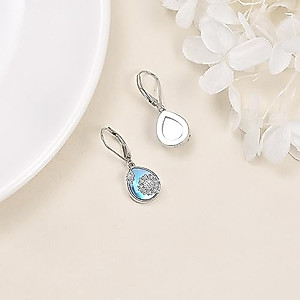 DAYLINLOVE Sunflower Earrings 925 Sterling Silver Moonstone Sunflower Dangle Drop Earring for Women