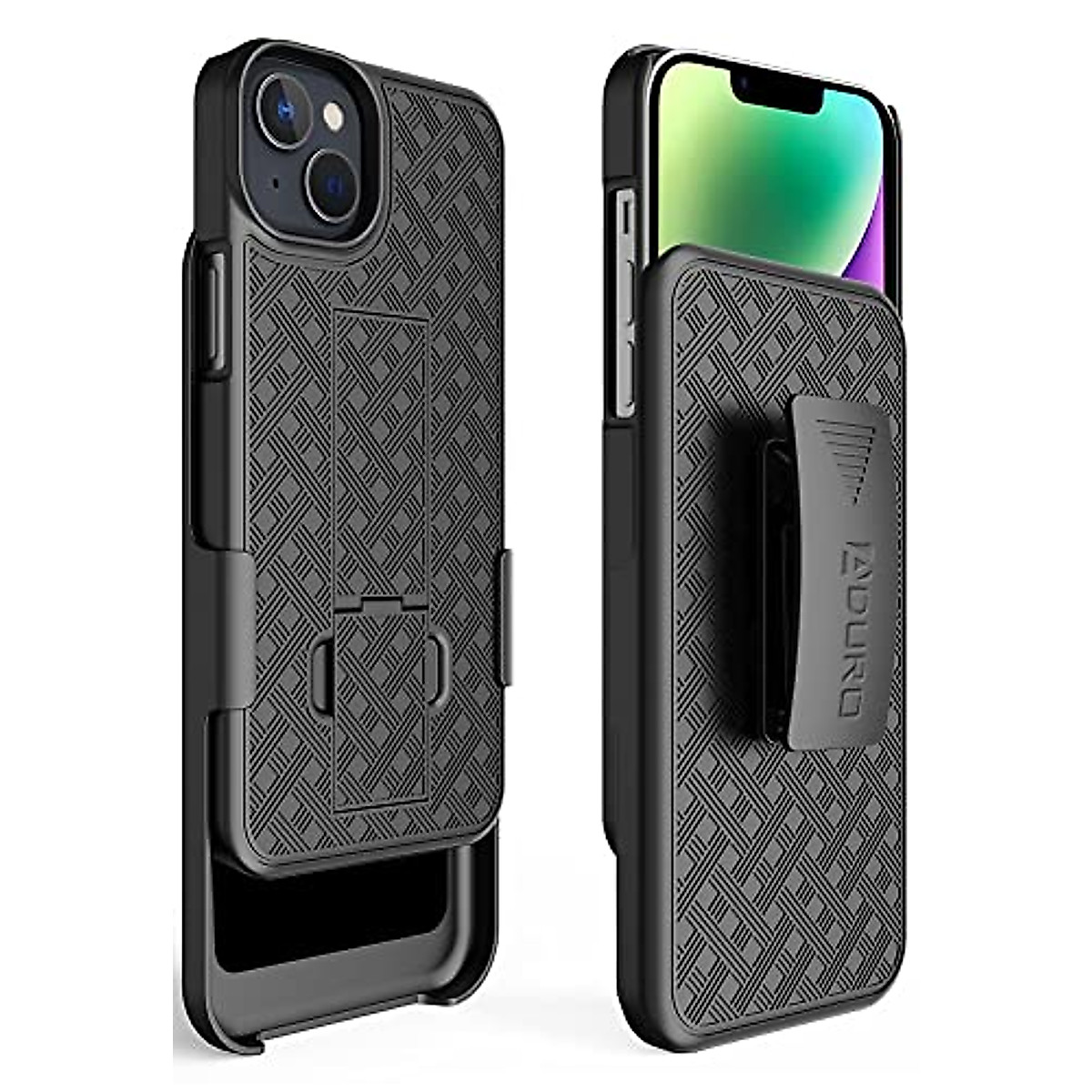 Aduro Combo Case with Kickstand & Holster for iPhone 14, Slim Shell & Swivel Belt Clip Holster, with Built-in Kickstand for Apple iPhone 14 (6.1") 2022