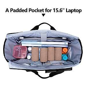 Trunab Nurse Tote Bag for Work with Padded 15.6” Laptop Sleeve, Black