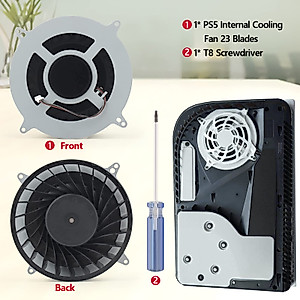 Internal Cooling Fan Replacement for Sony Playstation 5 PS5 23 Blades Fan 17 Blades Fan Cooler PS5 CPU Cooling Fan with T8 Screwdriver
