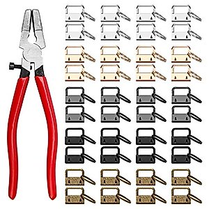 Key Fob Hardware, 40 Pcs 1Inch 25mm 5 Colors Key Fob Hardware Kit Keychain Hardware Pliers Attach Rubber Tips for Wristlet Keychain, Key Lanyard and Key Chain Making Hardware Supplies Install