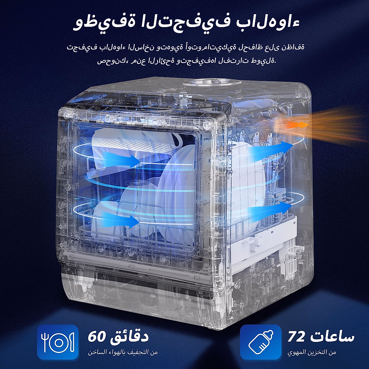 AIRMSEN Portable Countertop Dishwasher, Compact Mini Dishwasher with 5L Built-in Water Tank, 5 Washing Programs & Air-Dry Function, Baby Care, Glass & Fruit Wash for Apartments, Dorms and RVs