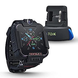 TickTalk 4 Kids Smartwatch with Power Base Bundle (Black Watch on at&T's Network)