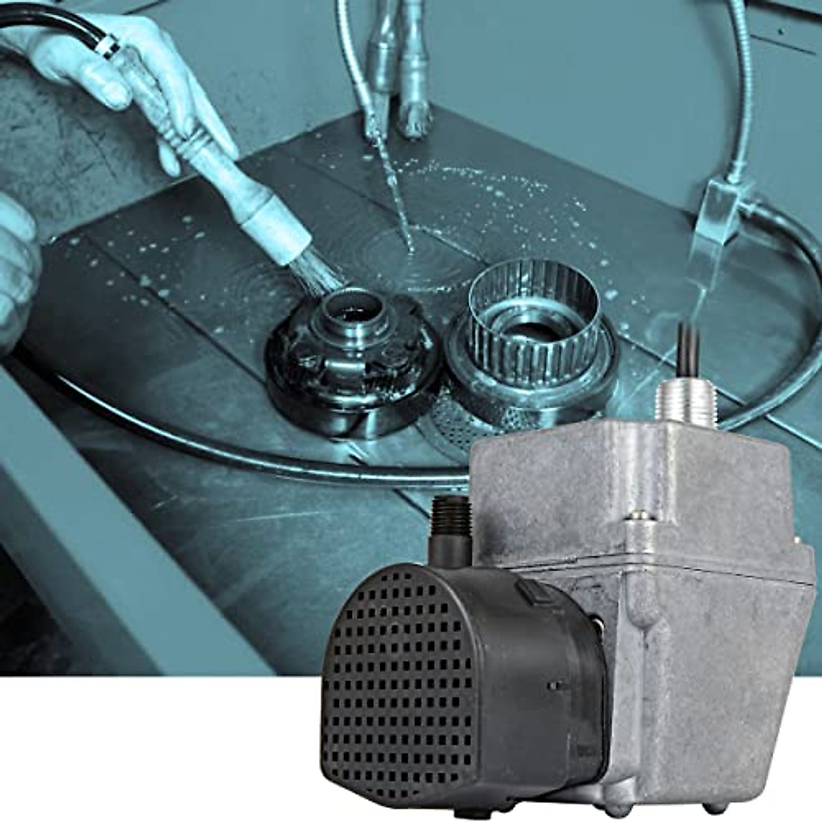 Little Giant 2E-NYS 115 Volt, 1/40 HP, 300 GPH, Cast Aluminum Submersible Parts Washer Pump for Unheated Stoddard Solvent or Deodorized Kerosene with 6-Ft. Power Cord (Plug-less), Grey, 502020