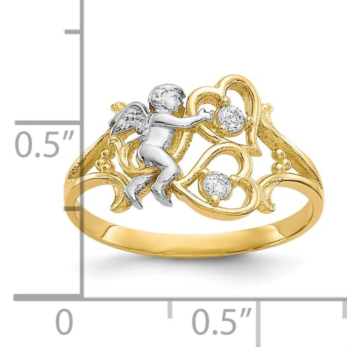 IceCarats 10K Yellow Gold Cubic Zirconia CZ Guardian Angel Heart Love Ring Size 6