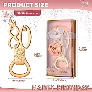 24 boxes of rose gold themed 80th birthday bottle openers favored for 80th anniversary wedding party gifts, 80th birthday party souvenirs or party decorations (80 shape)