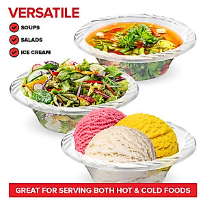40 Pack 12 oz Elegant Clear Plastic Bowls for Parties Small Disposable Bowl for Fancy Dinner or Cocktail Party, Soup and Salad, Thick and Sturdy