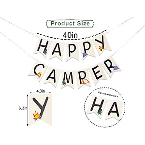 VAVAYAO A Happy Camper Card Banners - Little Explorer Banner, Happy Birthday Camper, More Fun Birthday, Keep Hiking, Our Happy Campers, Happy Campers Birthday Decorations, Campfire, Adventure Waiting, Woodland, A Happy Camper, Camping custom made.